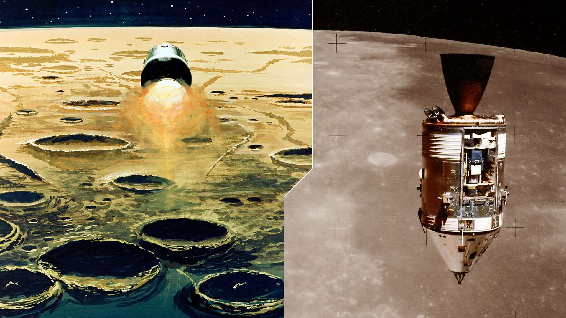 Le module lunaire survolant la Lune - Photos Futura