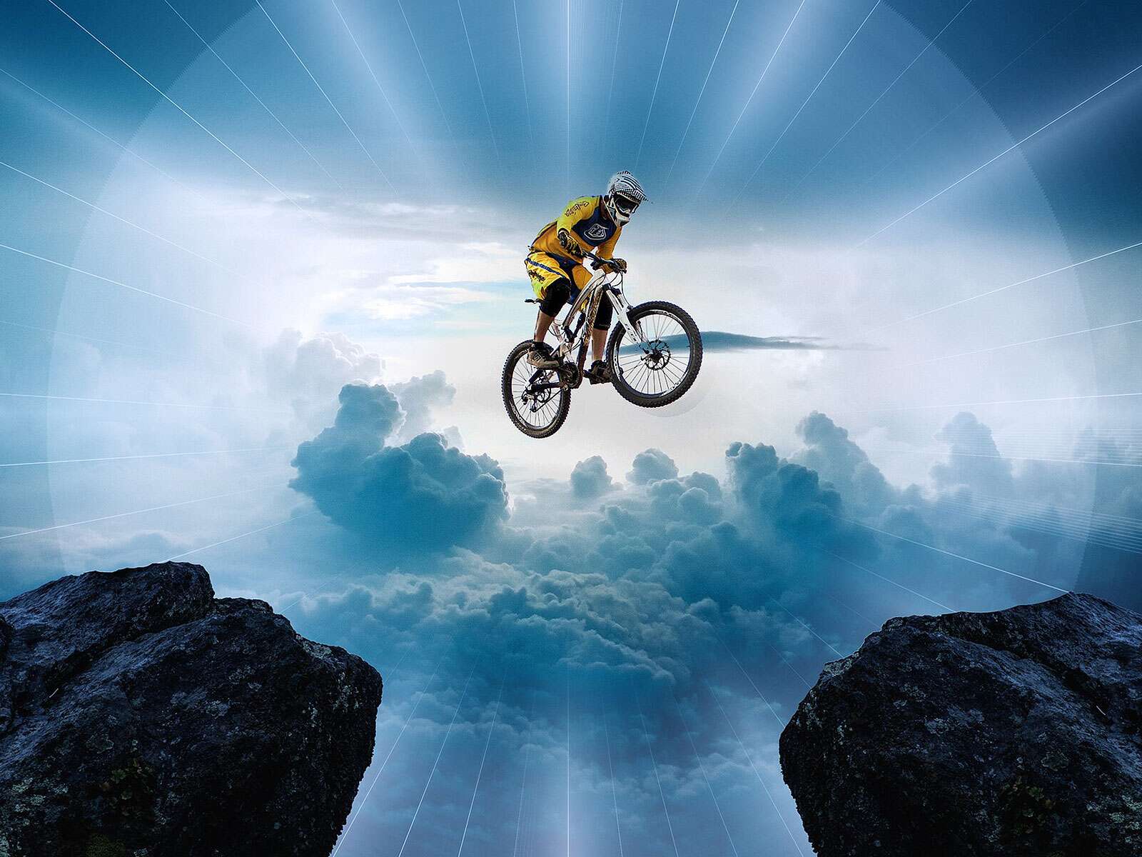 VTT Freeride : descentes vertigineuses, figures acrobatiques. - Fond d ...