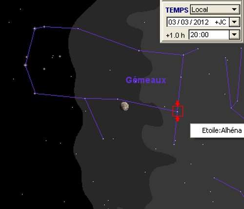 La Lune en rapprochement avec Alhena