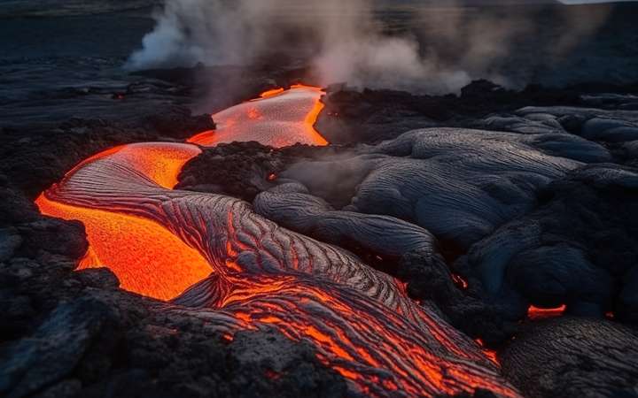 Magma Et Lave Section Volcan. Structure De La Croûte Terrestre Avec