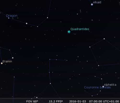 Maximum de l'essaim météoritique des Quadrantides