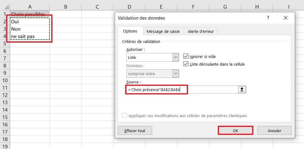 Comment insérer un menu déroulant dans un fichier Excel